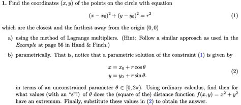 Solved Find The Coordinates X Y Of The Points On The Chegg