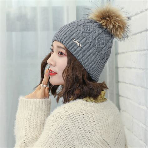 Шапка женская зимняя теплая Cc горох однотонная шерстяная бесщеточная писсуар шапка из