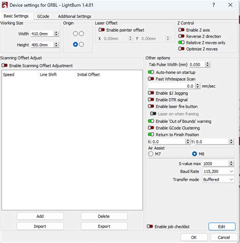 1 4 01 Upgrade Now Laser Wont Connect Lightburn Software Questions Lightburn Software Forum