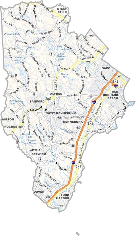 York County Map Maine Us County Maps