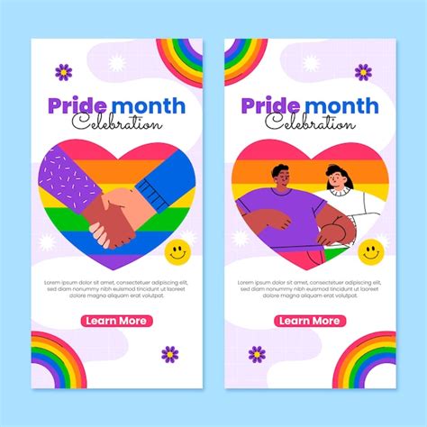 자부심의 달 축하를 위한 수직 배너 템플릿 무료 벡터