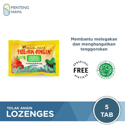 Permen Tolak Angin Lozenges Sachet Melegakan Tenggorokan Kering Menteng Farma