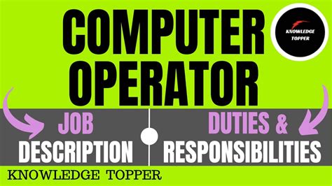 Computer Operator Job Description Computer Operator Duties And Responsibilities Work YouTube