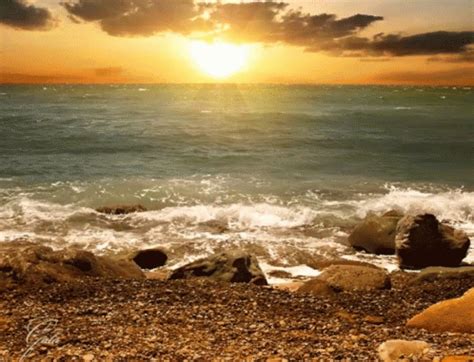 Sunset Beach Waves  Sea Wallpaper Desktop Hd Seascape Sunset Art