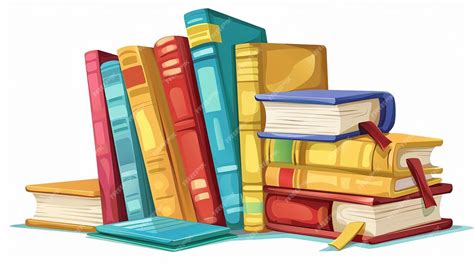 Clipart Of A Stack Of School Books With Colorful Flashcards Premium