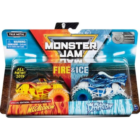 Monster Jam Fire And Ice 2 Pack Megalodon Vs Dragon Monster Truck Die