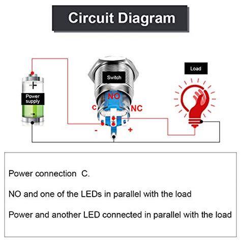 V LED Self Locking Latching Push Button Switch Mm Waterproof Stainless Self Locking Button