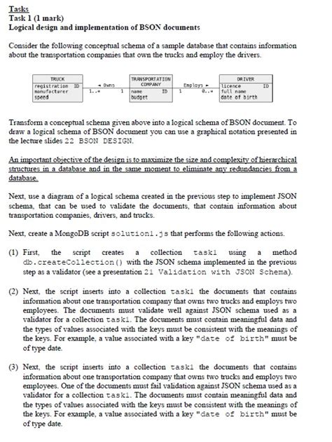 Tasks Task Mark Logical Design And Chegg Com