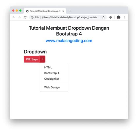 Tutorial Bootstrap 4 19 Dropdown Bootstrap 4 Malas Ngoding