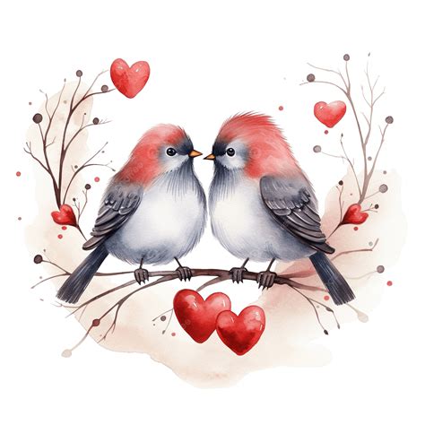 Draw Couple Love Of Bird With Little Heart For Valentine S Day Love Birds Romantic Love Png