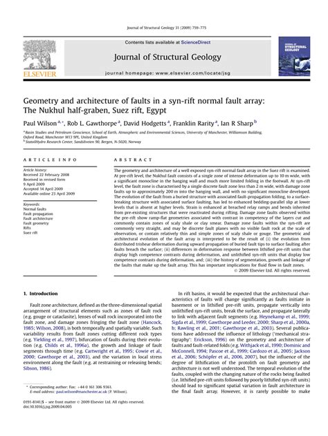 Pdf Geometry And Architecture Of Faults In A Syn Rift Normal Fault Array The Nukhul Half
