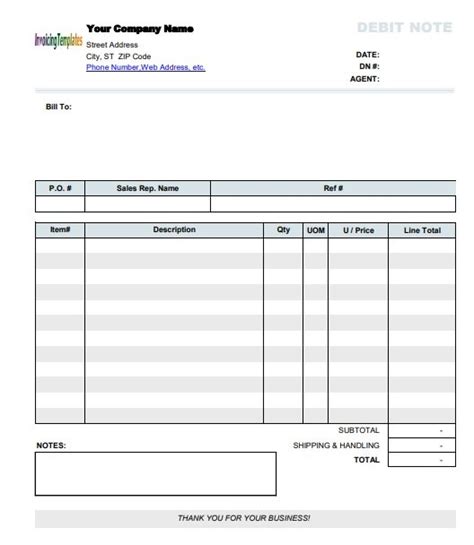 Debit Note Template Excel Word PDF Excel TMP