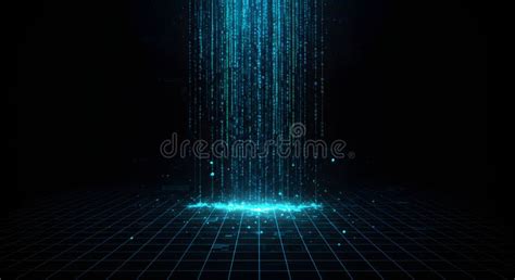 Digital Rain Creates A Mesmerizing Visual Effect In A Dark Environment Generative Ai Stock