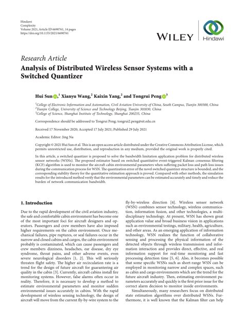 Pdf Analysis Of Distributed Wireless Sensor Systems With A Switched Quantizer