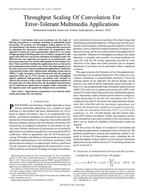 Pdf Throughput Scaling Of Convolution For Error Tolerant Multimedia
