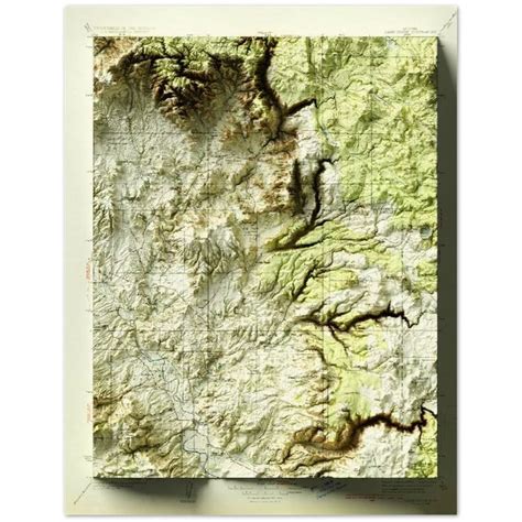 Vintage Topographic Relief Map Of Sedona Arizona 1936