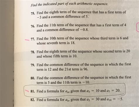 Solved Find The Indicated Part Of Each Arithmetic Sequence