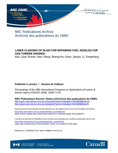 Pdf Laser Cladding Of In 625 For Repairing Fuel Nozzles For Gas