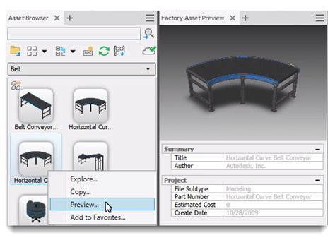 Inventor Factory Asset Browser Reference