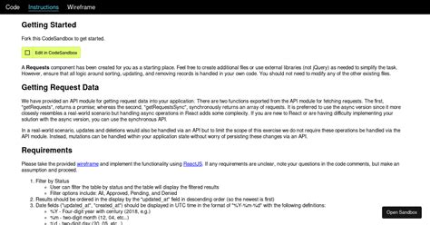 React Developer Test Codesandbox