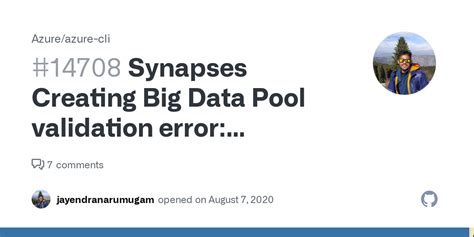 Synapses Creating Big Data Pool Validation Error Parameter Bigdatapoolresourceinfo Node Count