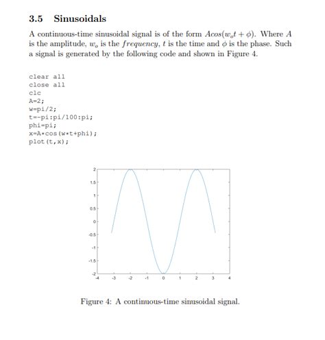 Solved 3 5 Sinusoidals A Continuous Time Sinusoidal Signal