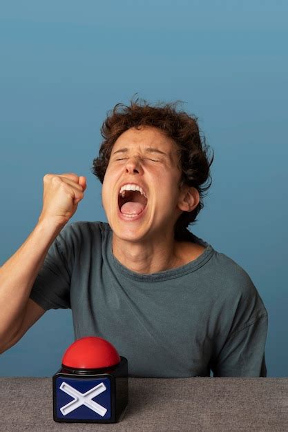 Free Photo Young Adult Pressing Buzzer Button