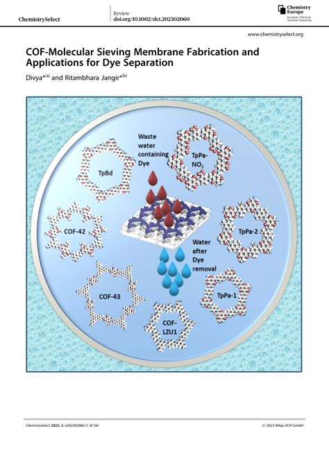 Pdf Cof‐molecular Sieving Membrane Fabrication And Applications For Dye Separation