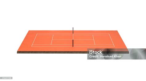 3d 오렌지 클레이 테니스 코트 필드 그물과 흰색 선 표시 경계 3d 일러스트 레이 션 3차원 형태에 대한 스톡 사진 및 기타 이미지 3차원 형태
