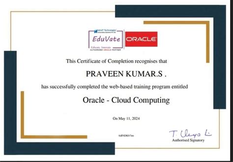 praveen kumar on linkedin hi all i have successfully completed the oracle cloud computing course…