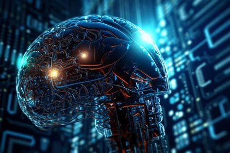 Premium Ai Image Futuristic Advanced Robot Analyzing Data Technology Related 3d Illustration