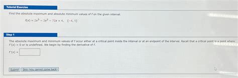 solved tutorial exercisefind the absolute maximum and