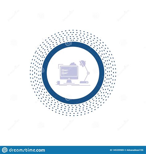 Workplace Workstation Office Lamp Computer Glyph Icon Vector Isolated Illustration Stock