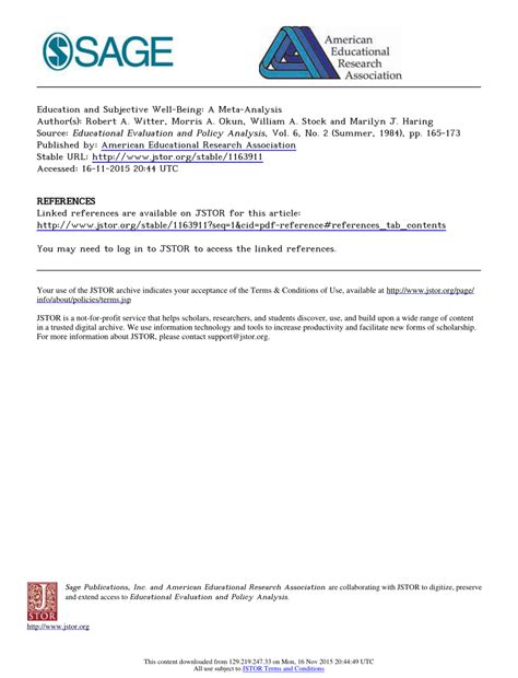 Pdf Education And Subjective Well Being A Meta Analysis