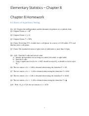 STAT Chapter 8 Homework 1 Pdf Elementary Statistics Chapter 8 Chapter 8 Homework 8 1