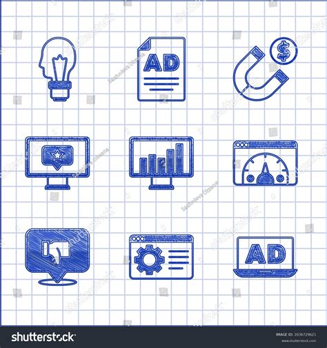 Set Monitor Graph Chart Browser Setting Stock Vector Royalty Free Shutterstock