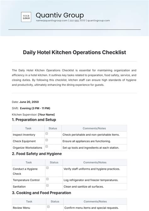 Free Front Desk Operations Checklist Template To Edit Online