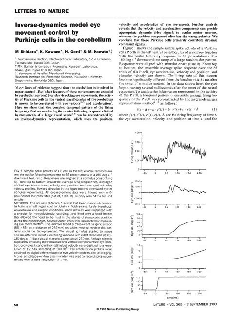 Pdf Inverse Dynamics Model Eye Movement Control By Purkinje Cells In The Cerebellum Dokumen Tips