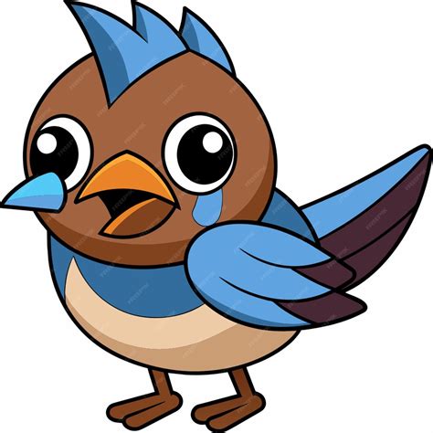 Un Dibujo De Dibujos Animados De Un Pájaro Azul Con Un Pico Azul Y Un Pico Blue Vector Premium