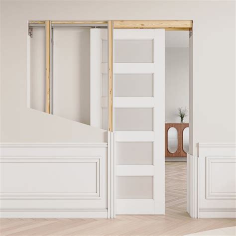Ark Design 5 Lite Tempered Frosted Glass Pocket Door With Hardware Kit And Soft Close And Frame