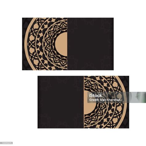 그리스 패턴의 블랙 명함 디자인 텍스트 와 빈티지 장식을위한 장소와 벡터 명함 0명에 대한 스톡 벡터 아트 및 기타 이미지