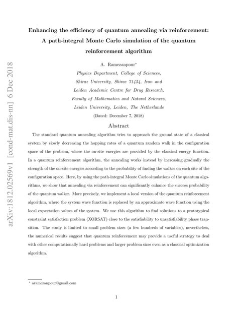 Enhancing The Efficiency Of Quantum Annealing Via Reinforcement A Path Integral Monte Carlo