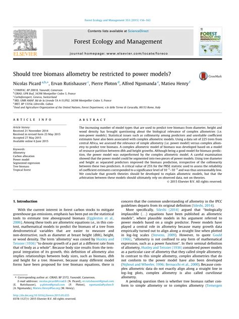 Pdf Should Tree Biomass Allometry Be Restricted To Power Models