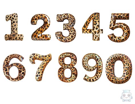 Watercolor Cheetah Numbers Clipart Png Individual Images On