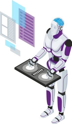 Robot Graph Analysis Composition Royalty Free Vector Image