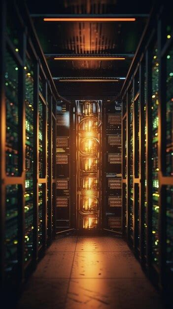 Tecnología De Sala De Servidores Y Capacidades De Almacenamiento De Datos Ia Generativa Foto