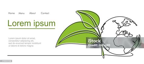 단일 연속 한 줄 아트 성장 새싹 식물 잎은 행성 지구 묘목 에코 자연 개념 디자인 스케치 그리기 벡터 일러스트 아트를 성장