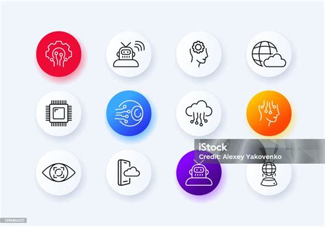 인포그래픽 세트 아이콘입니다 Cpu 클라우드 스토리지 설정 스캔 로봇 등 픽토그램 개념 신형 스타일 비즈니스 및 광고에 대한