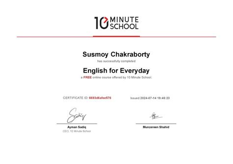 Susmoy Chakraborty On Linkedin Successfully Completed The English For Everyday Course From 10