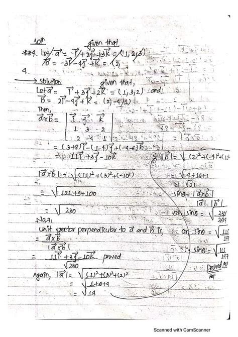 Class 12 Vector Exercise Solutions Of Basic Mathematics Note Library